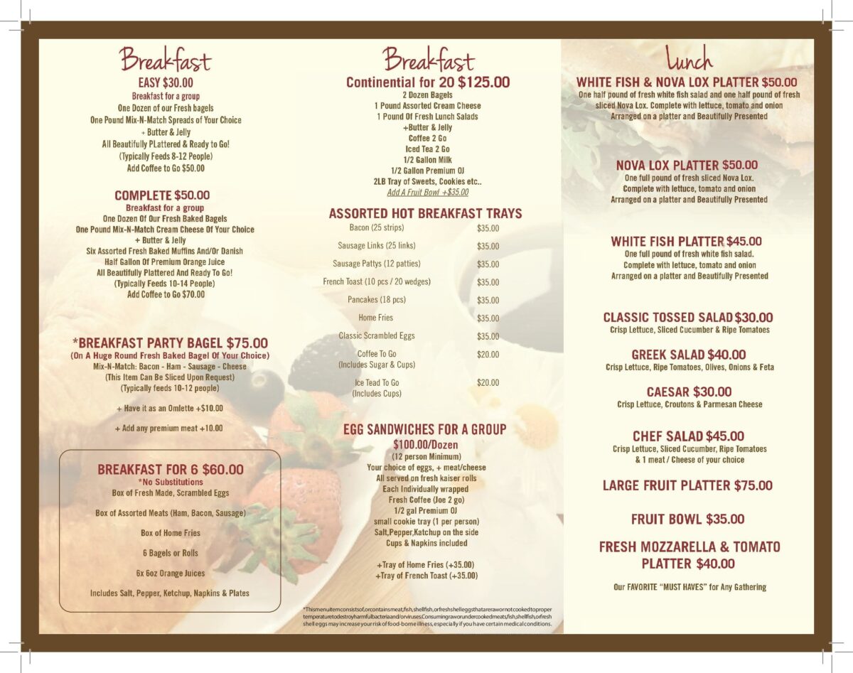 Our Menu – Bagels your way cafe