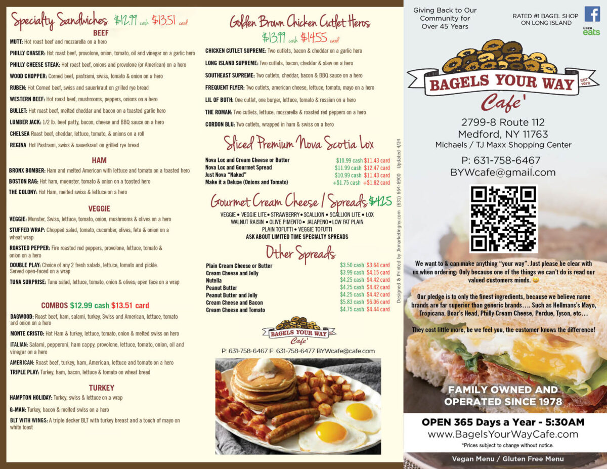 Our Menu – Bagels your way cafe